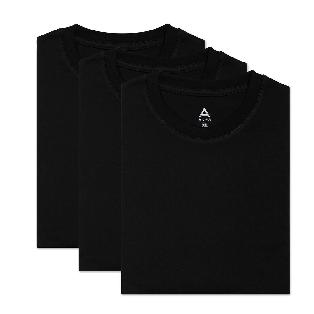 All Black Fitted T-Shirt 3-Pack - Big & Tall Men | Alfa Wear